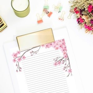 Cherry Blossom Stationery Printable, Pack of 12, Stationery Digital ...