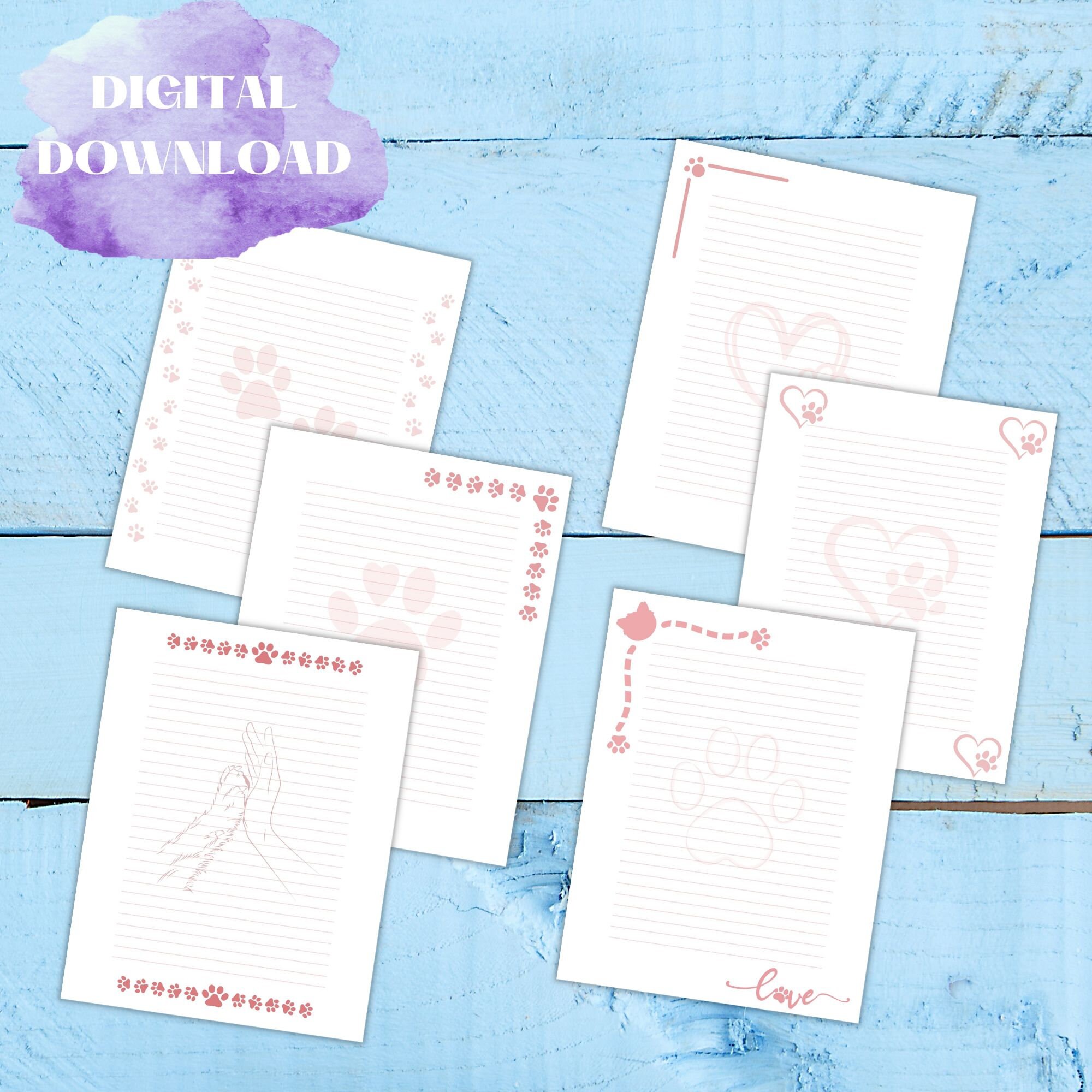 Paws Stationery, Printable Paw Art Page, Download, Dogs, Paws, Craft ...