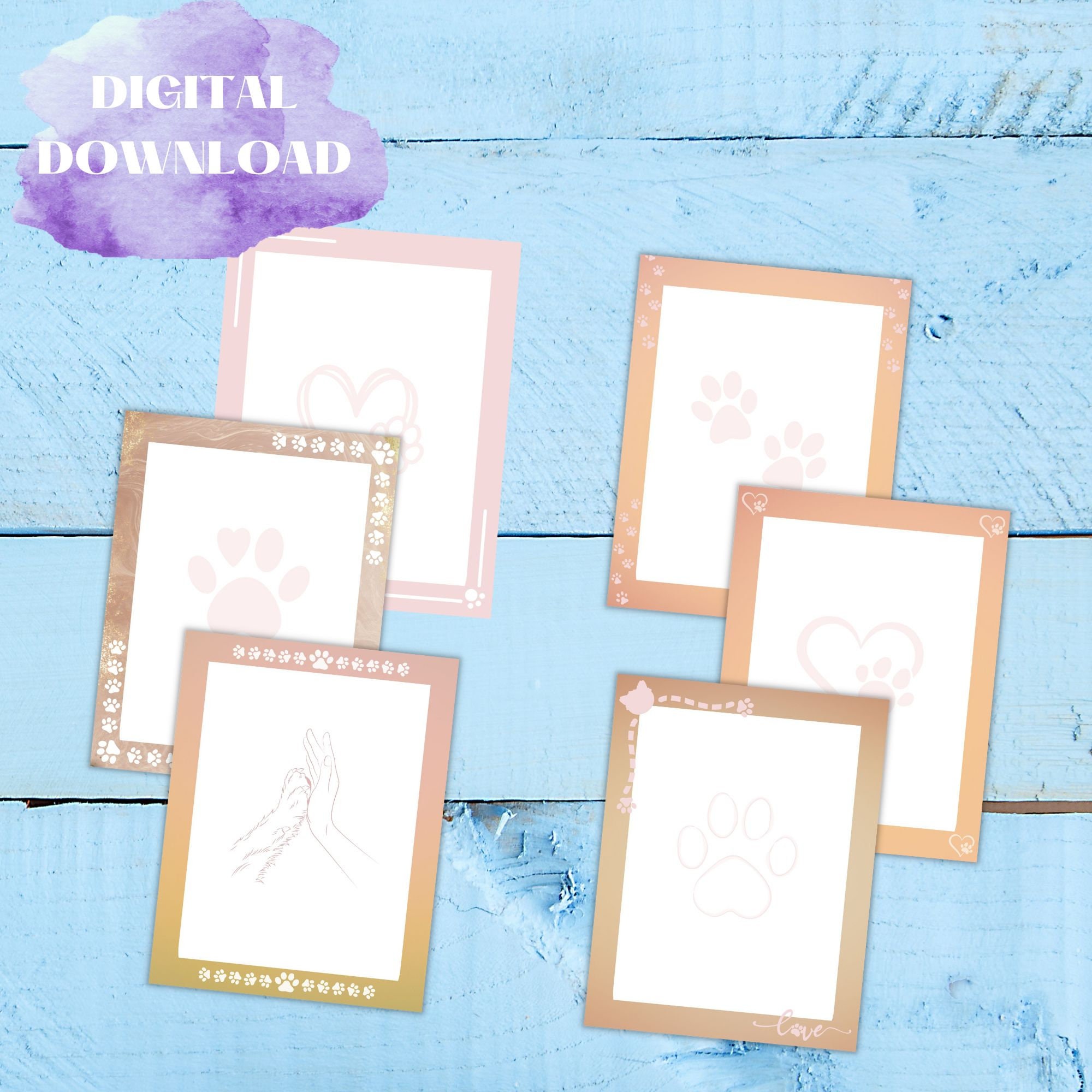 Paws Stationery, Printable Paw Art Page, Download Stationery, Dogs ...