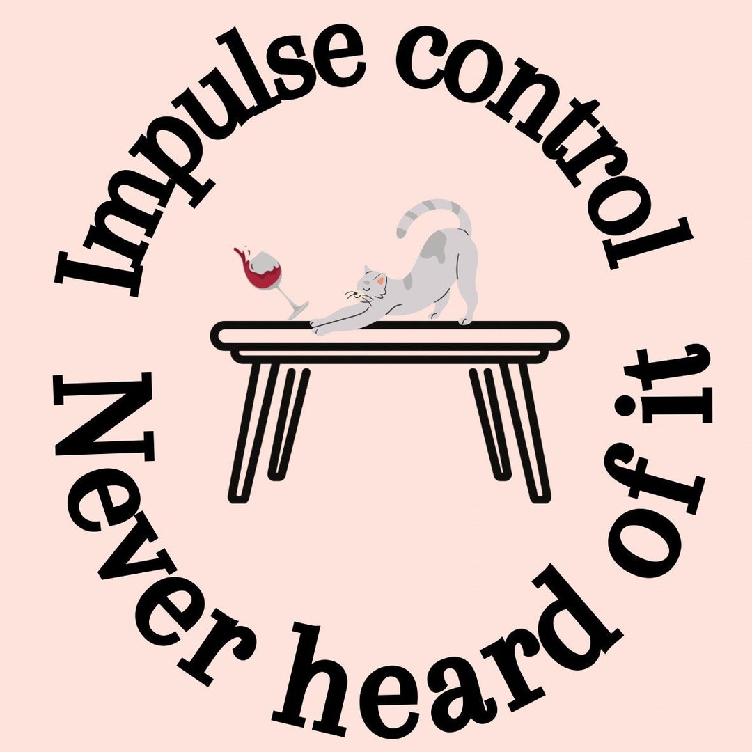 ADHD Sticker Decal Impulse Control Cat Pushing Glass Over - Etsy