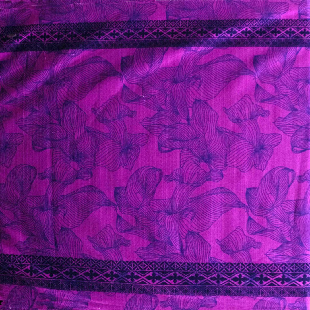 Lily With Tapa Double Border Cotton Light Barkcloth Fabric - Etsy