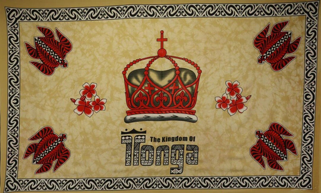 Kingdom of Tonga Crown Turtle Plumeria | Sarong - Etsy