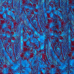 Traditional Polynesian Tattoo Hibiscus Plumeria Swirls Design Cotton ...