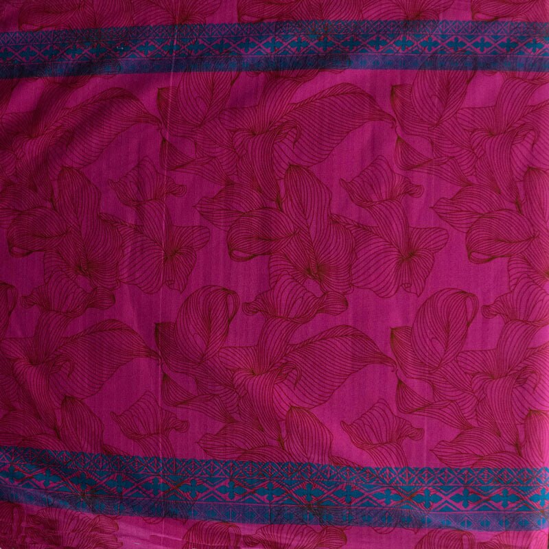 Lily With Tapa Double Border Cotton Light Barkcloth Fabric - Etsy