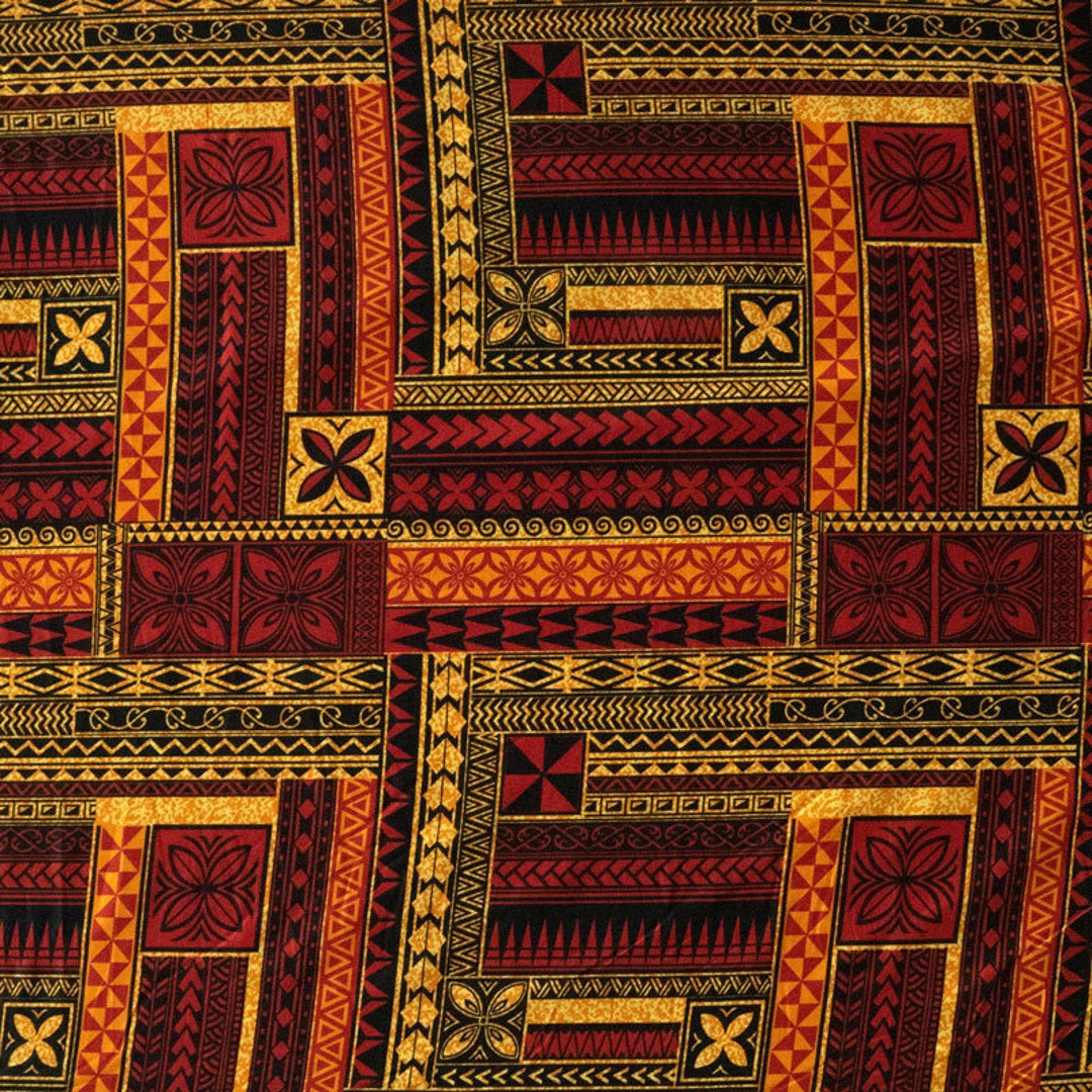 Polynesian Geometric Design Fabric | Polyester - Etsy