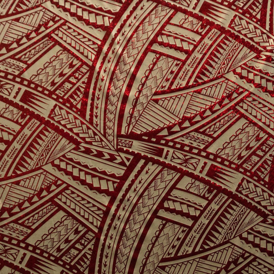 Traditional Polynesian Tattoo Design Polyester Foil Printed Fabric - Etsy