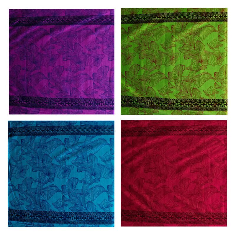 Lily With Tapa Double Border Cotton Light Barkcloth Fabric - Etsy