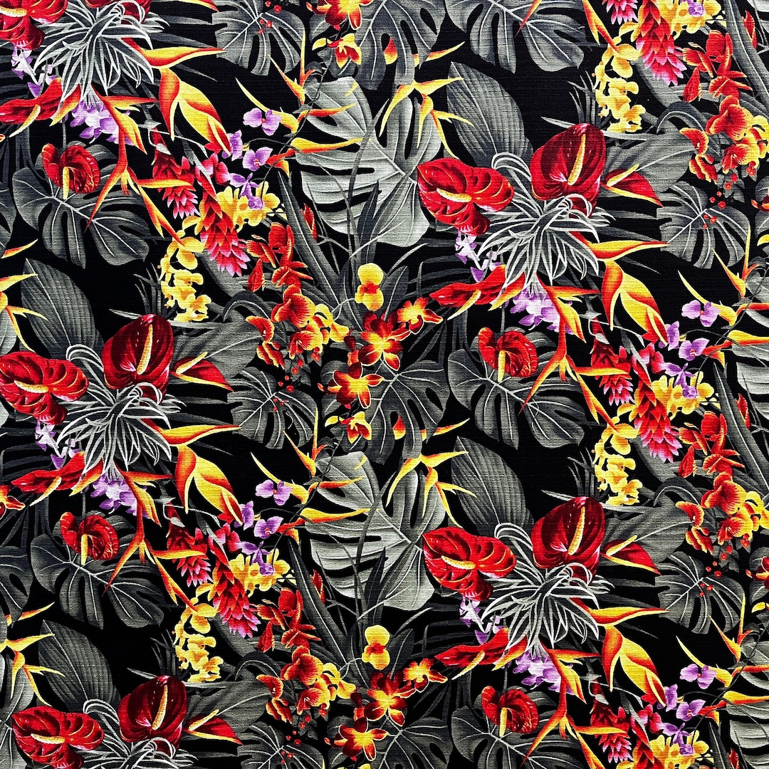 Hawaiian Tropical Garden | Light Barkcloth - Etsy