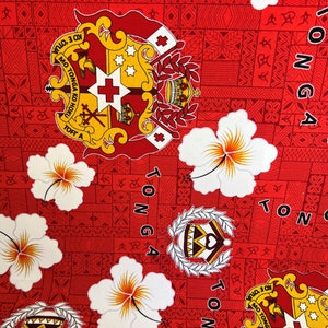 Tonga Seal Hibiscus All Over Design | Cotton Light Barkcloth Fabric - Etsy