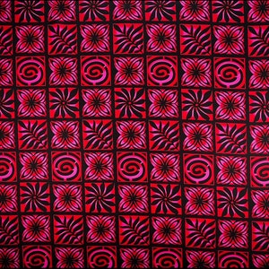 Traditional Polynesian Tapa Checkered Design Fabric| Cotton Light ...