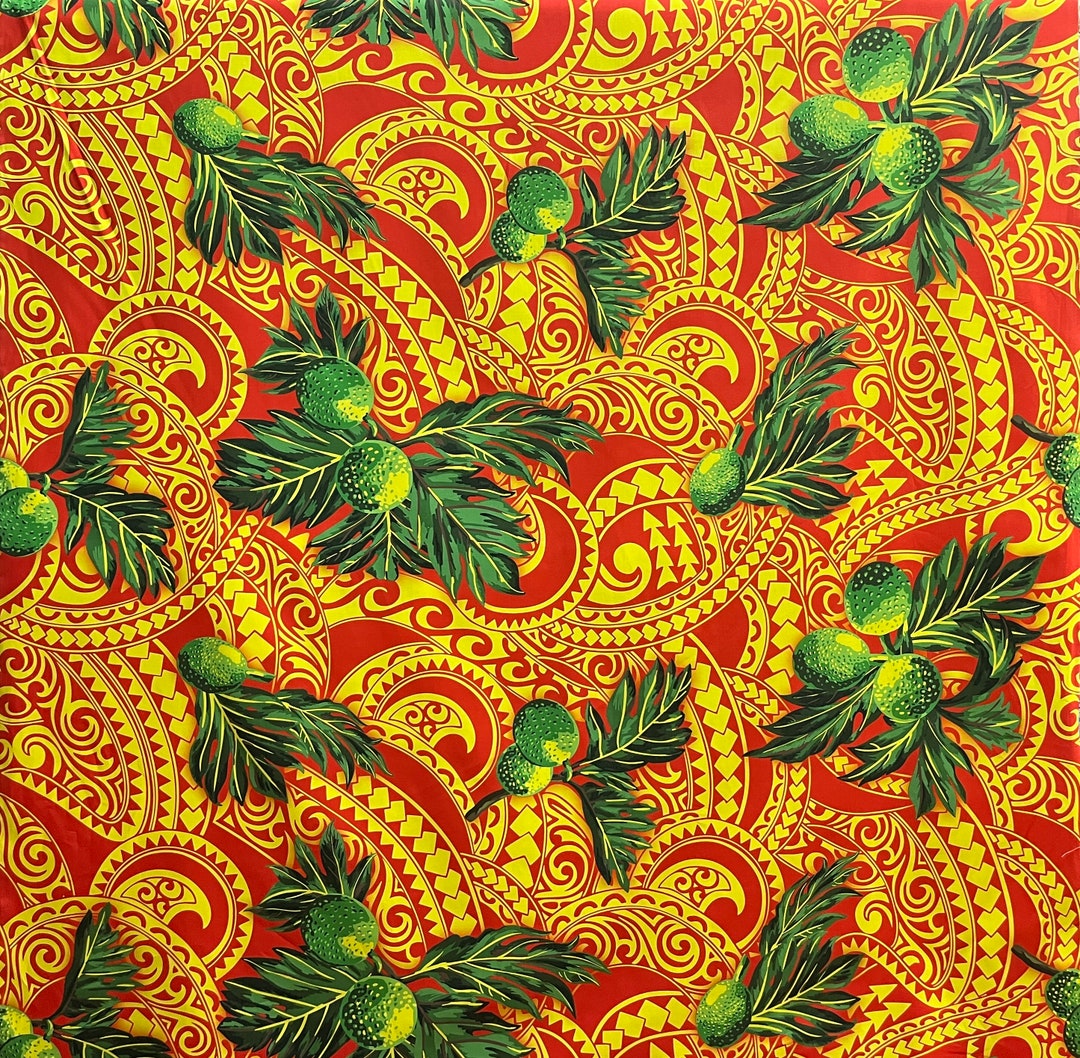 Durian Traditional Tattoo Background Poly Cotton Fabric | Islands ...