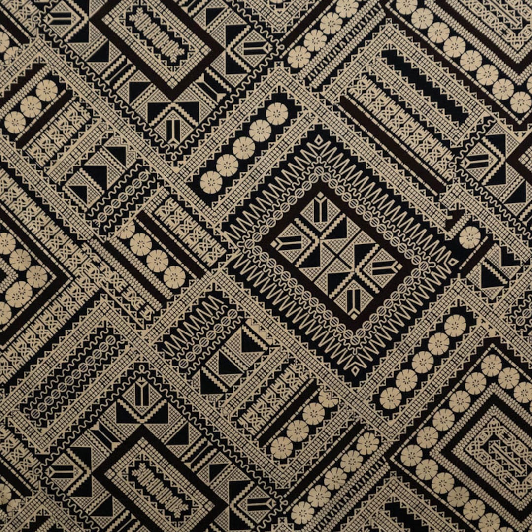 Polynesian Print Cotton Fabric | Light Barkcloth - Etsy