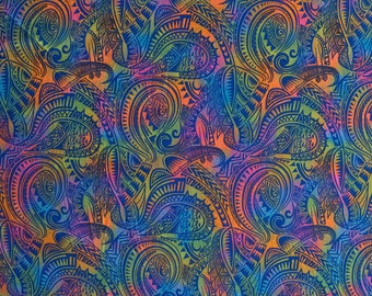 Fiji Green Geometric Illustration Fabric Fijian Tapa 246 by - Etsy