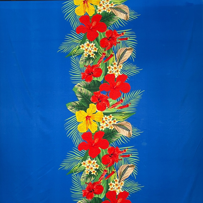 Tropical Flowers Middle Border Fabric | Peachskin - Etsy