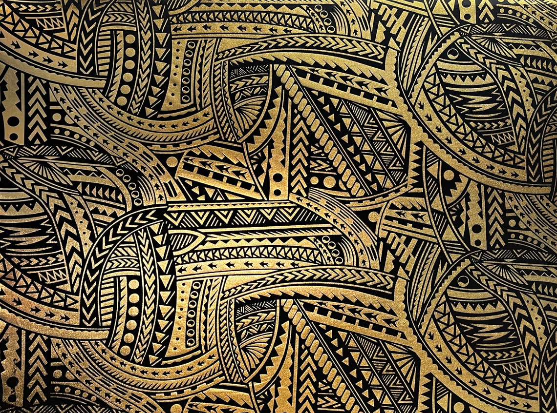 Traditional Polynesian Tattoo Design Foil Fabric - Etsy