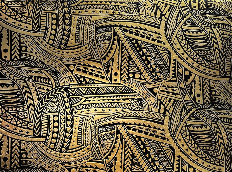 Traditional Polynesian Tattoo Design Fabric Polyester Foil - Etsy