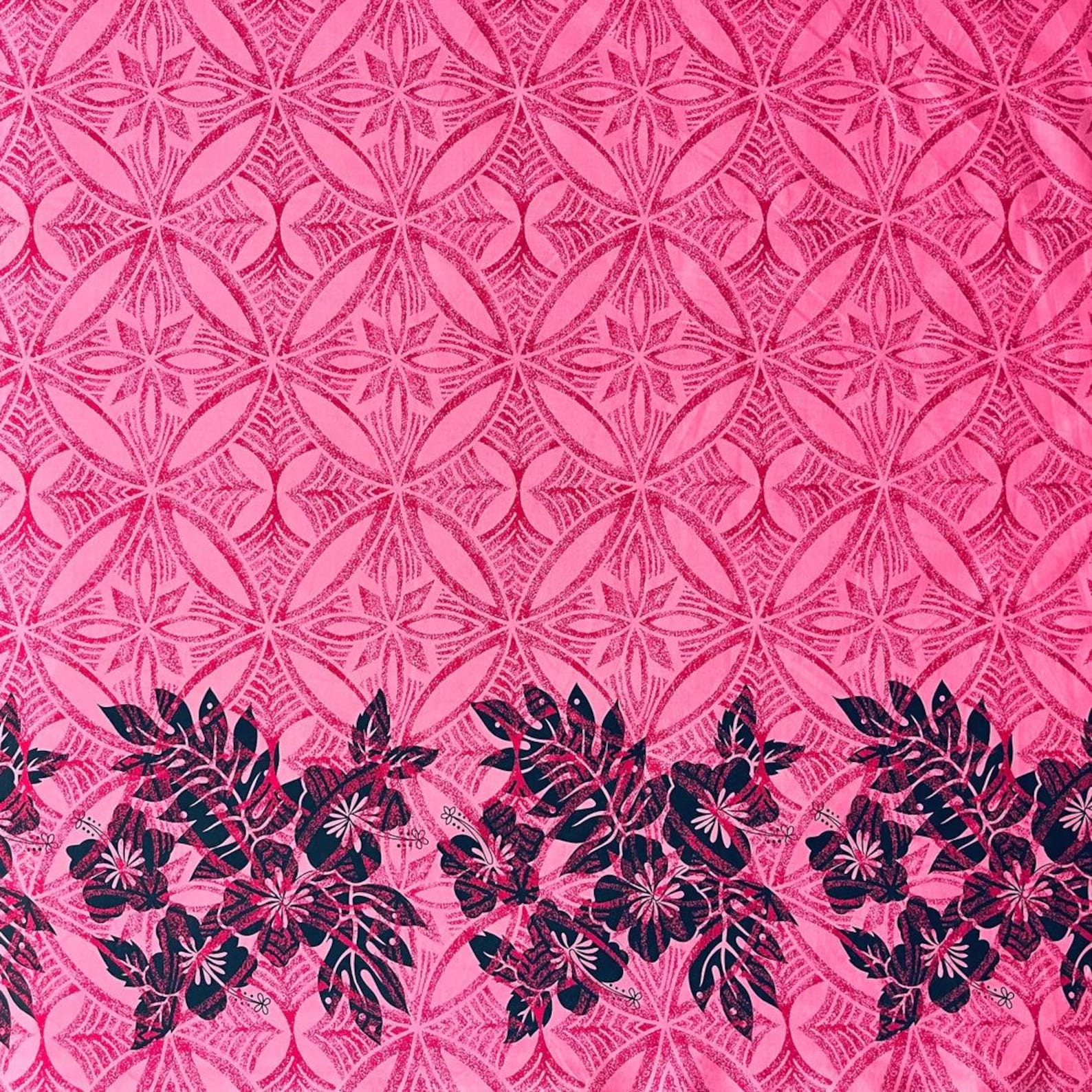 Tropical Floral Border Polyester Fabric | Islands Fabric - Etsy