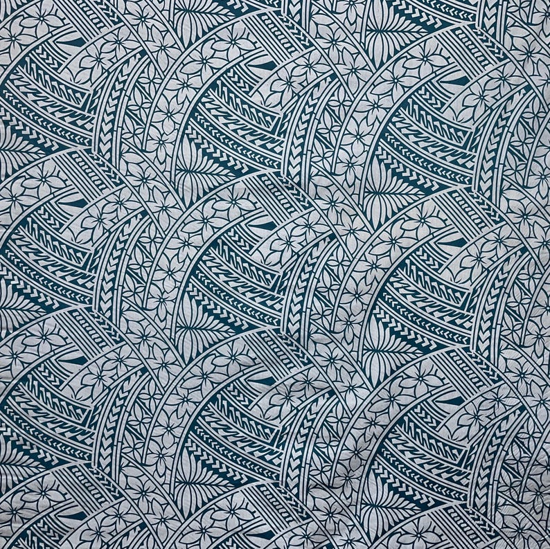 Hibiscus Traditional Polynesian Tattoo Fabric | Poly Cotton - Etsy