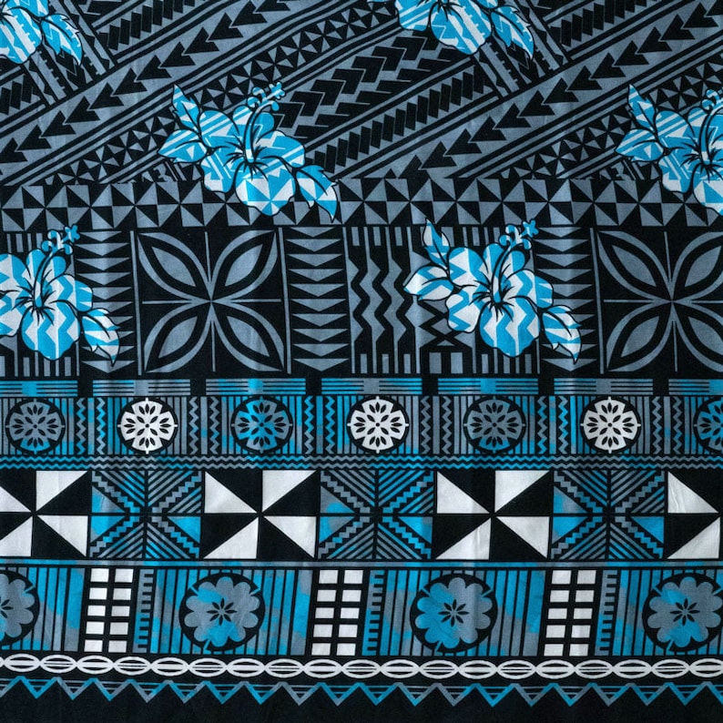 Traditional Polynesian Geometric Flower Design | Cotton Fabric - Etsy