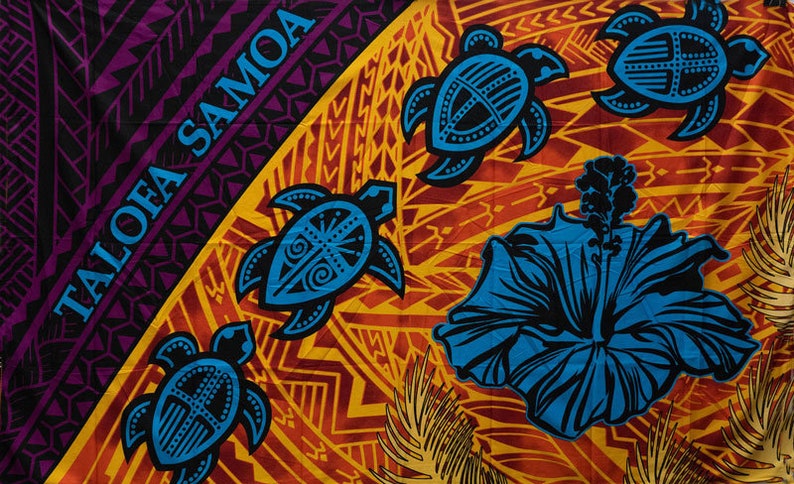 Talofa Samoa Sea Turtles Hibiscus Sarong - Etsy