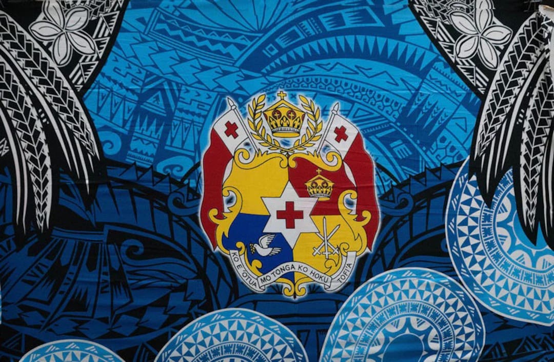 Kingdom of Tonga Seal Plumeria Tattoo Design Sarong | Islands Fabric - Etsy