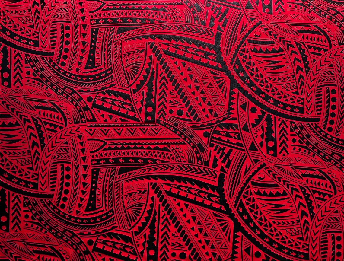 Traditional Polynesian Tattoo Design Polyester Foil Fabric - Etsy