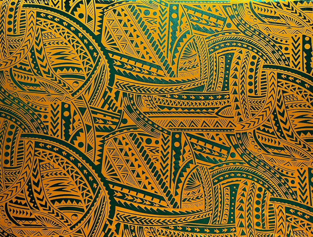 Traditional Polynesian Tattoo Design Fabric | Polyester Foil - Etsy