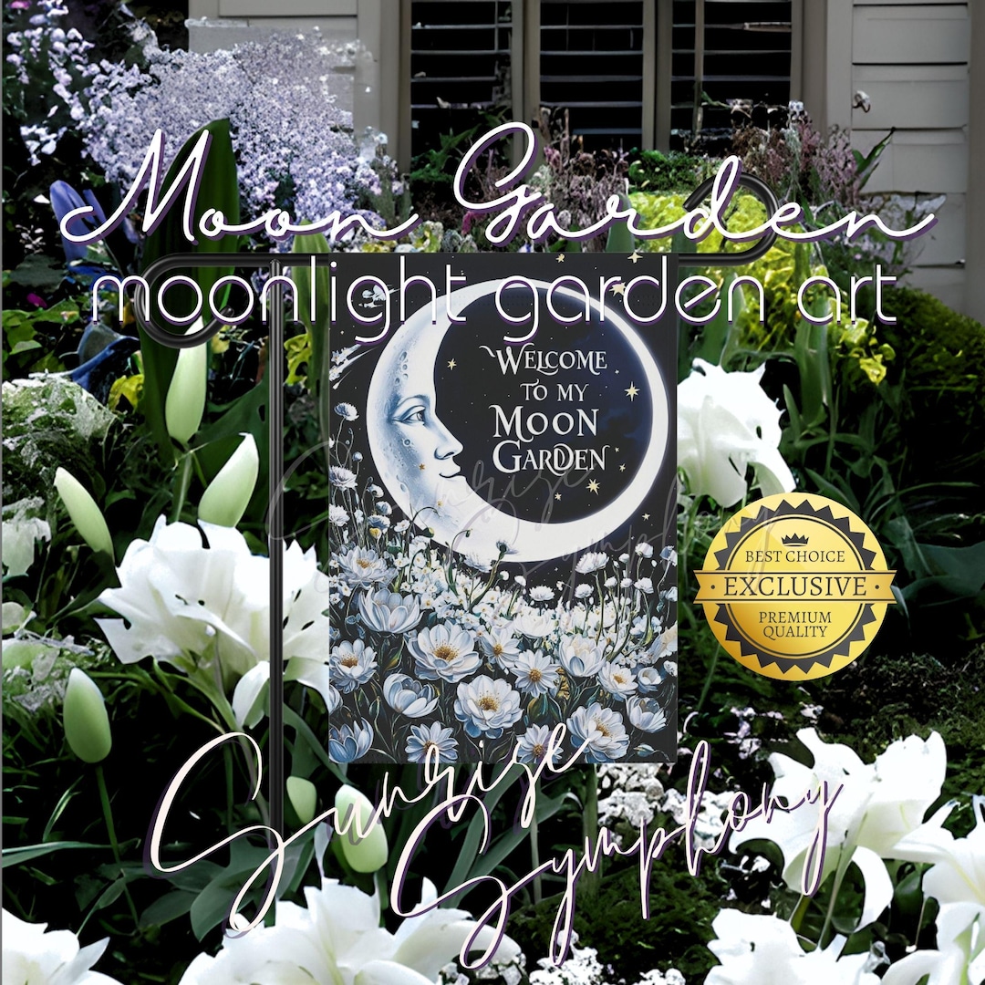 Enchanted Moonlight Moon Flower Garden Celestial 12"x18" Double-sided ...