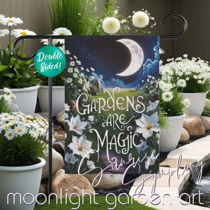 Moon Flower Garden Enchanted Floral 12"x18" Double-sided Moonlight ...