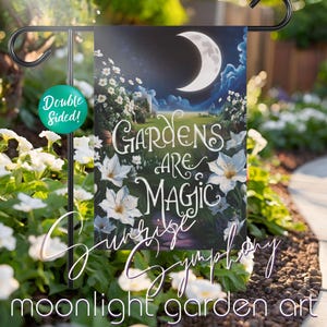Moon Flower Garden Enchanted Floral 12"x18" Double-sided Moonlight ...