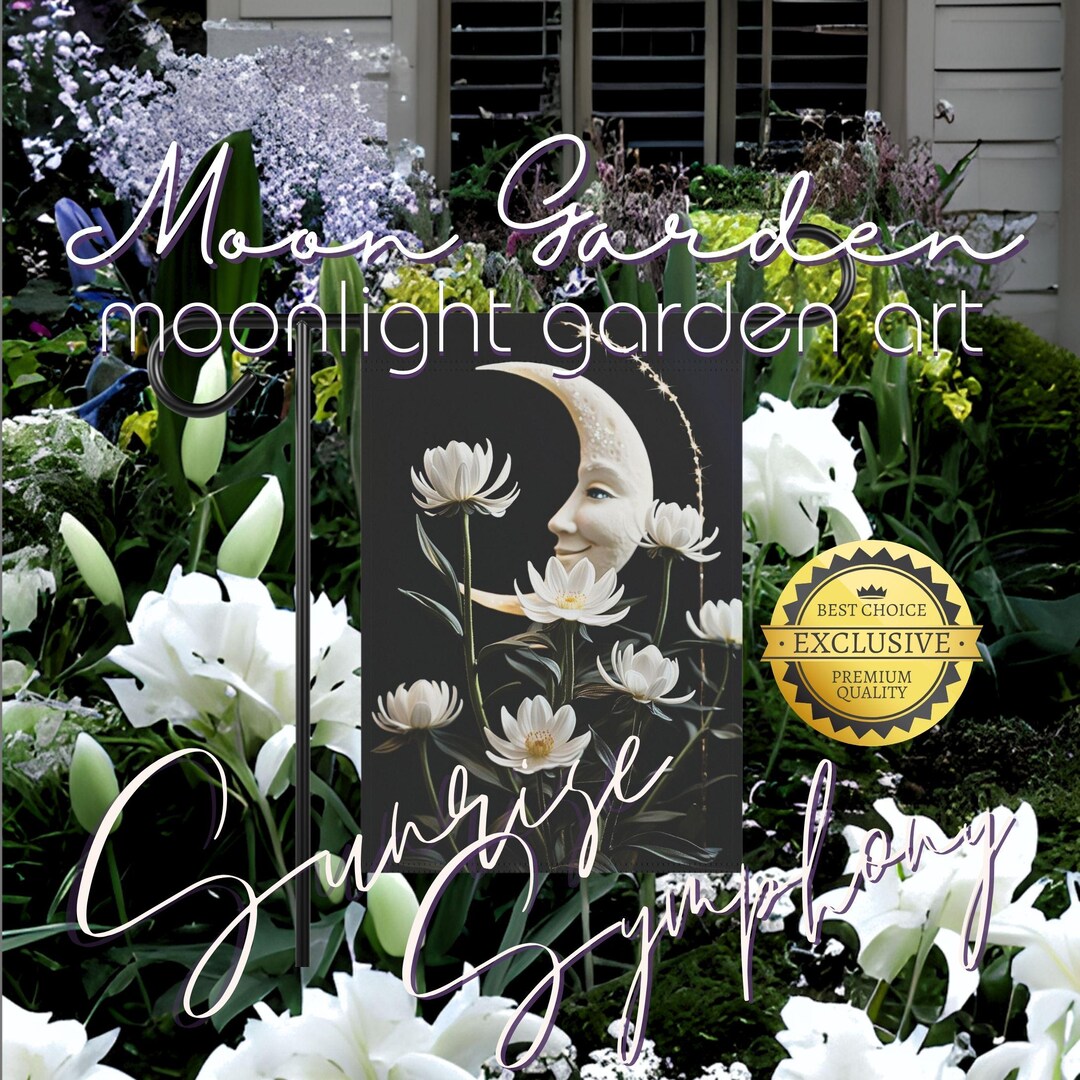 Enchanted Moonlight Moon Flower Garden Celestial 12"x18" Double-sided ...