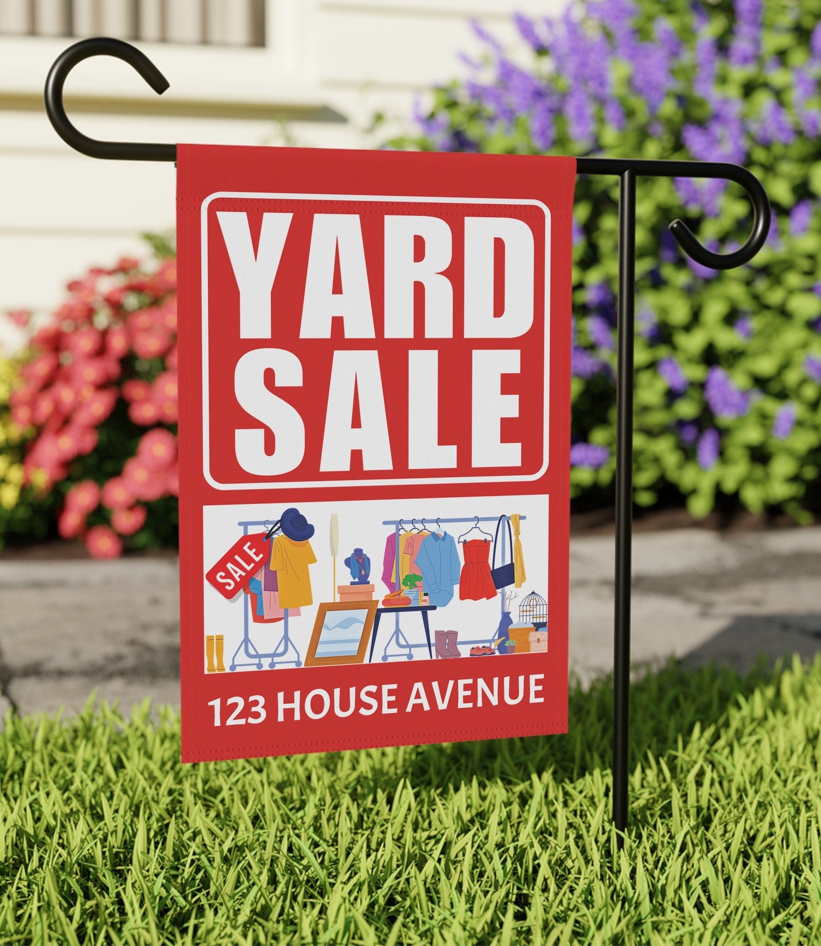 Personalized Yard Sale Reusable Double-sided 12"x18" Hanging ...
