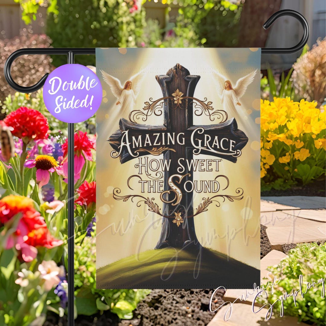 Amazing Grace Easter Cross Double-sided 12"x18" Hanging Garden Flag ...