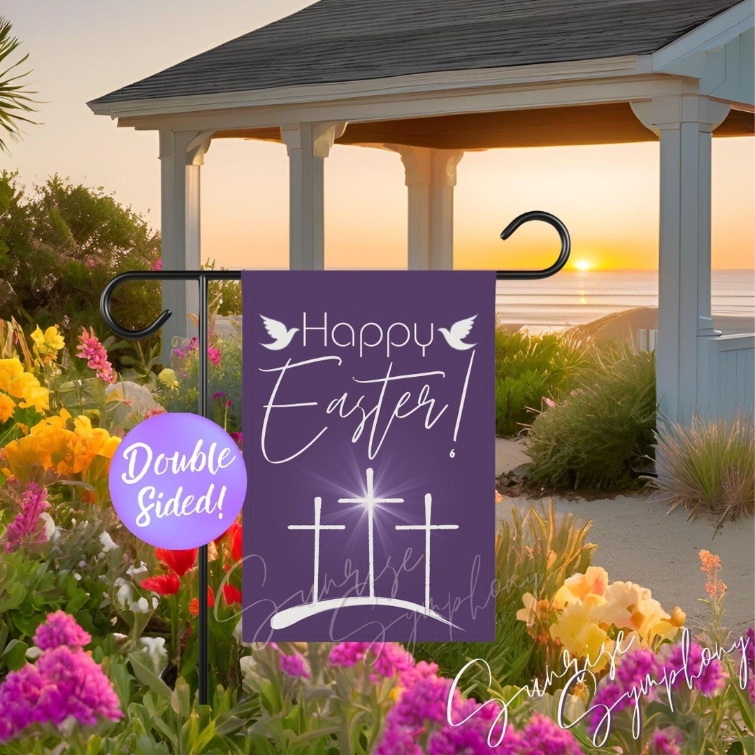 Happy Easter Doves Crosses Double-sided 12"x18" Hanging Garden Flag ...