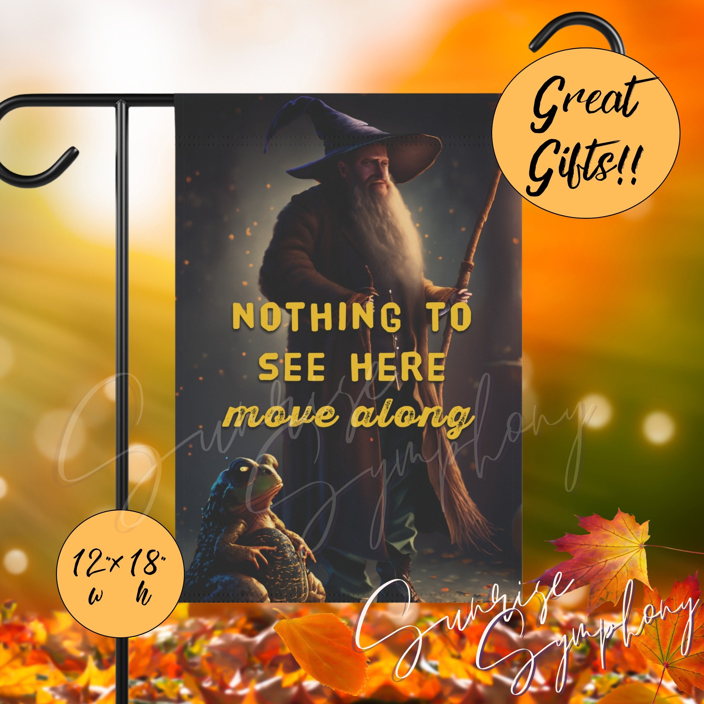Fantasy Halloween Wizard Nothing to See Here Move Along Double-sided 12 ...