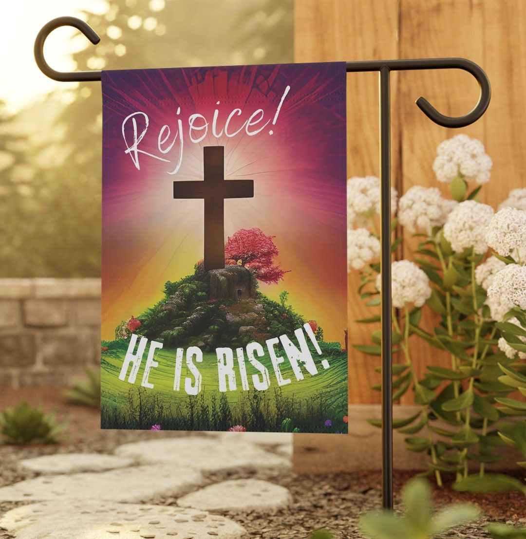 He is Risen Easter Cross Double-sided 12x18 Hanging Garden Flag, Custom ...