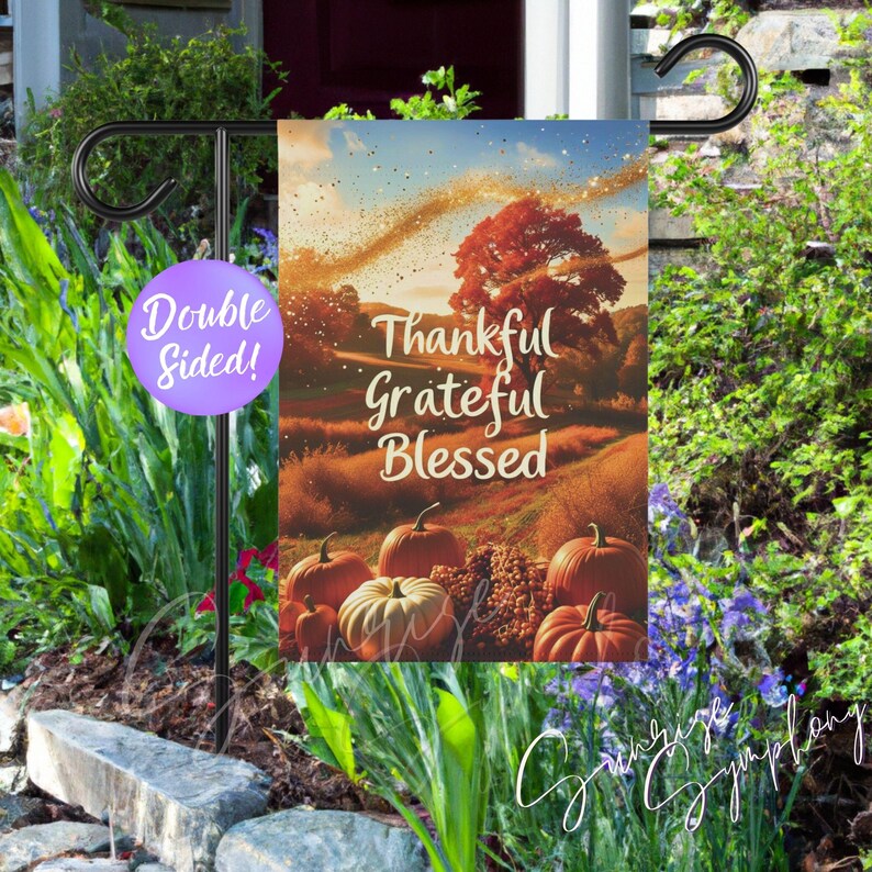 Thankful Grateful Blessed Beautiful Autumn Nature Yard Art Double-sided ...