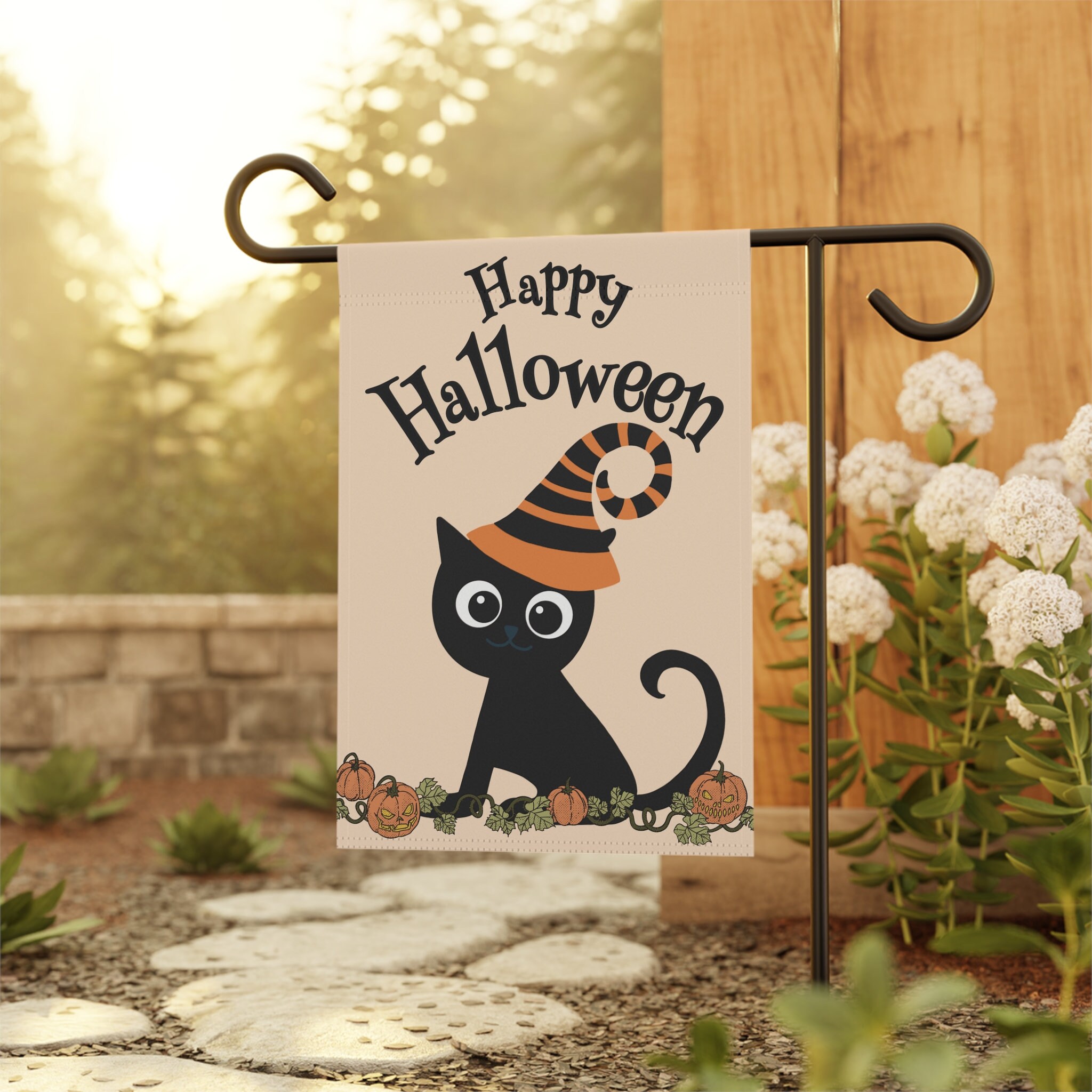 Happy Halloween Cute Black Cat Garden Flag sold by Chris Scott | SKU ... Happy Halloween Cute Black Cat Garden Flag sold by Chris Scott | SKU ...