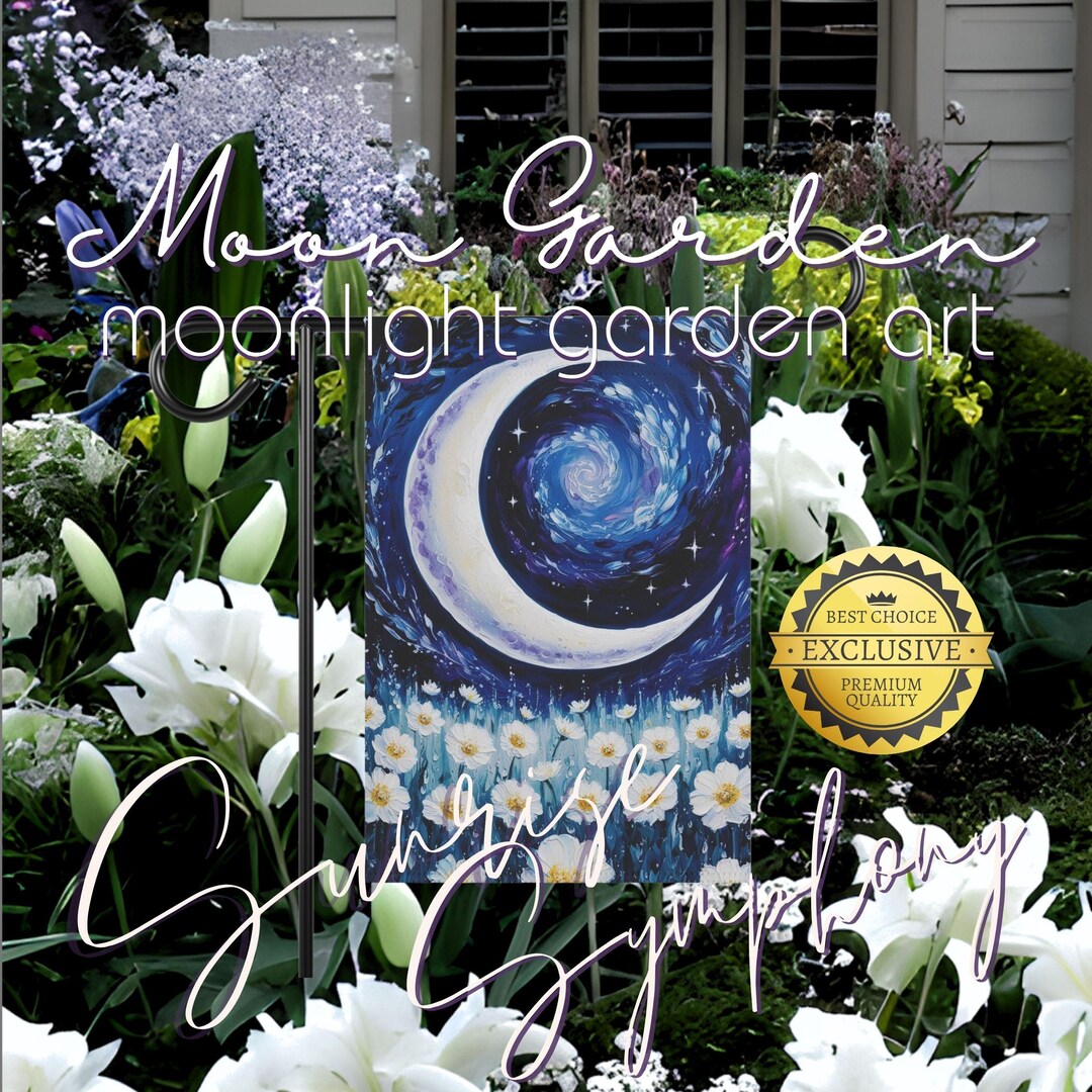 Moon Flower Garden Art Moonlight Celestial Garden Flag 12"x18" Double ...