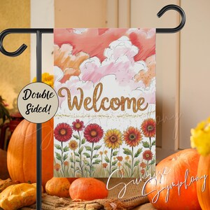 Fall Colors Welcome Flowers Double-sided 12"x18" Hanging Garden Flag ...