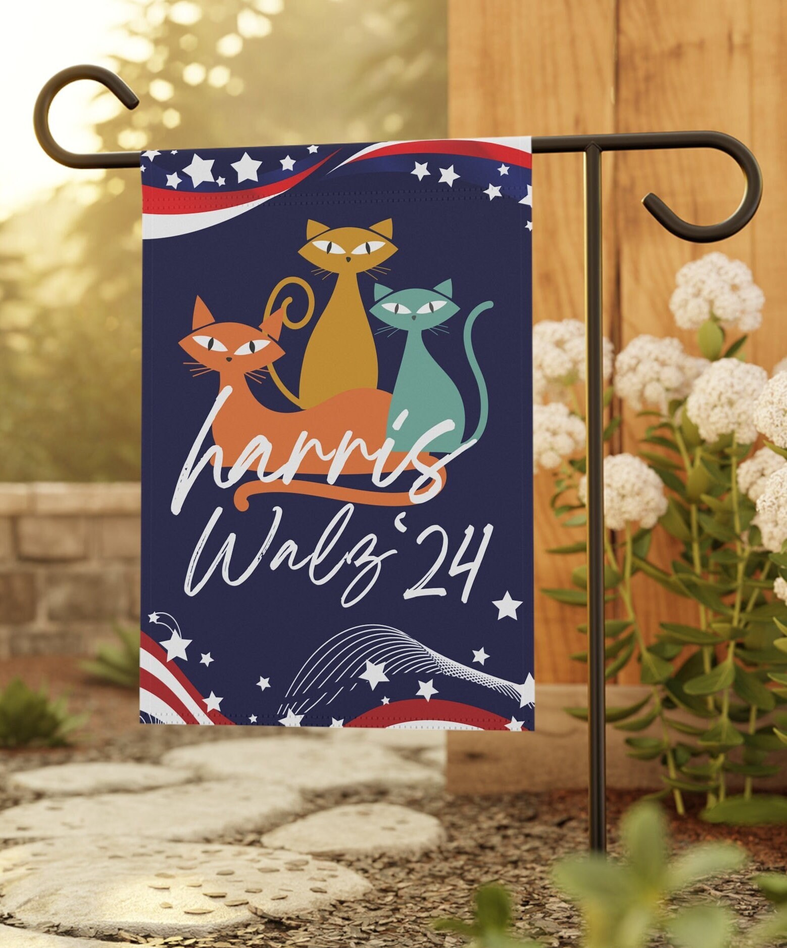 Harris Walz Cat Yard Flag, Double-sided 12x18 Hanging Garden Flag ...