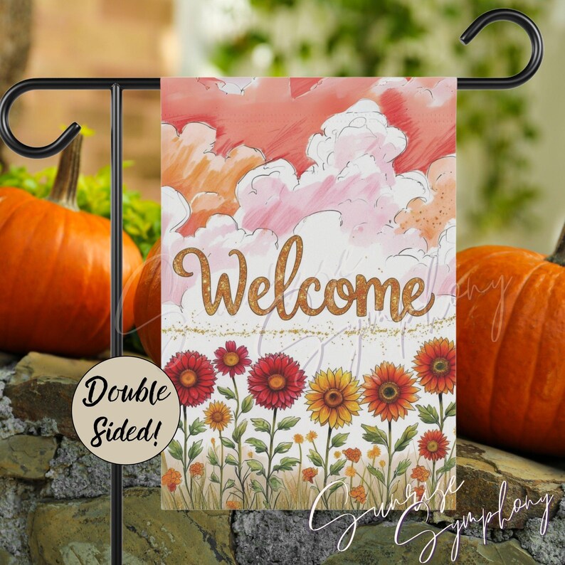 Fall Colors Welcome Flowers Double-sided 12"x18" Hanging Garden Flag ...