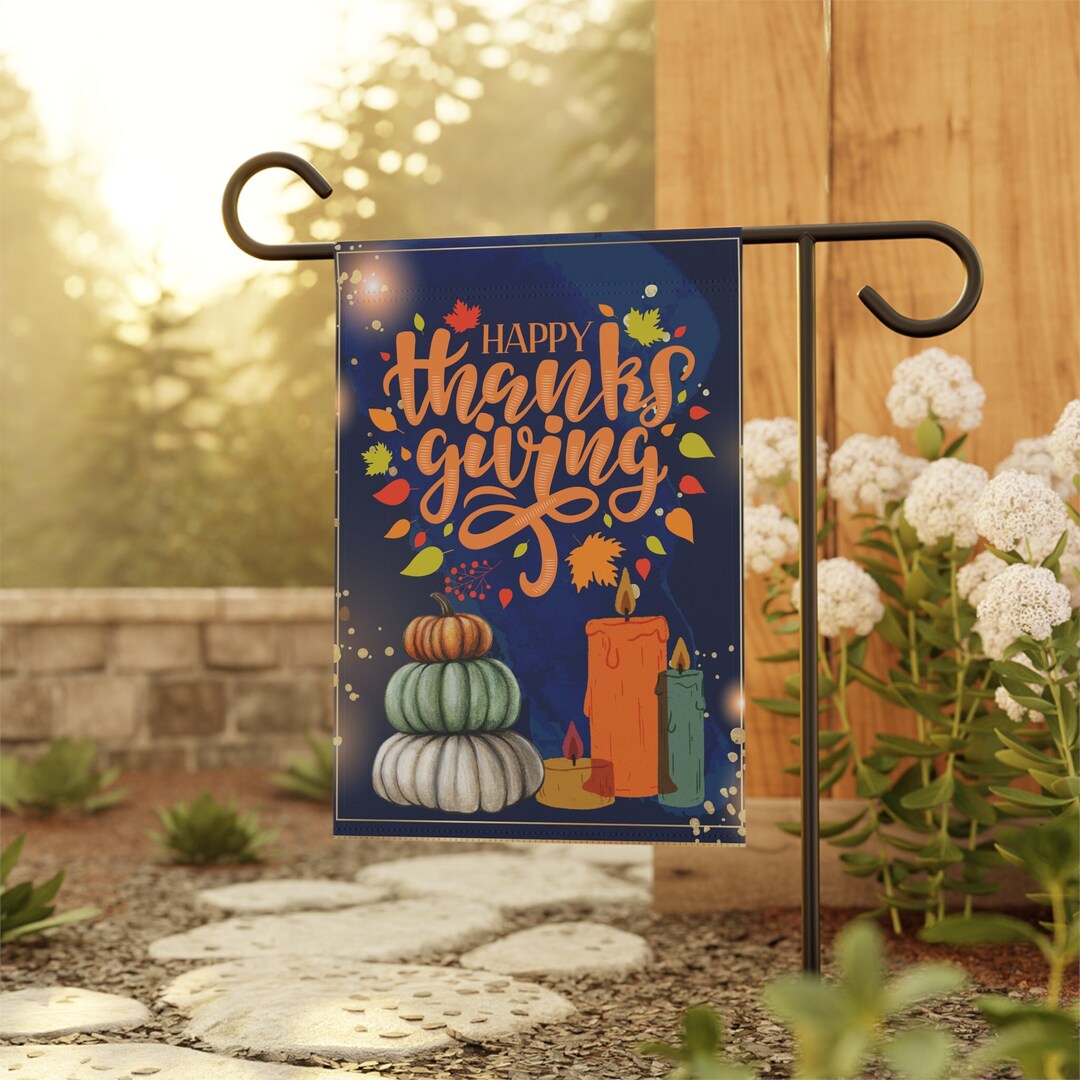 Happy Thanksgiving Fall Colors Candles and Gourds Double-sided - Etsy