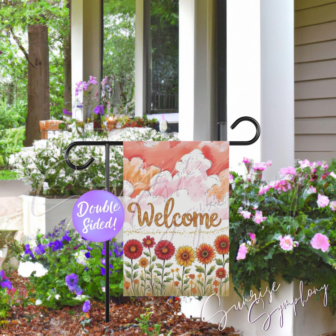 Fall Colors Welcome Flowers Double-sided 12"x18" Hanging Garden Flag ...