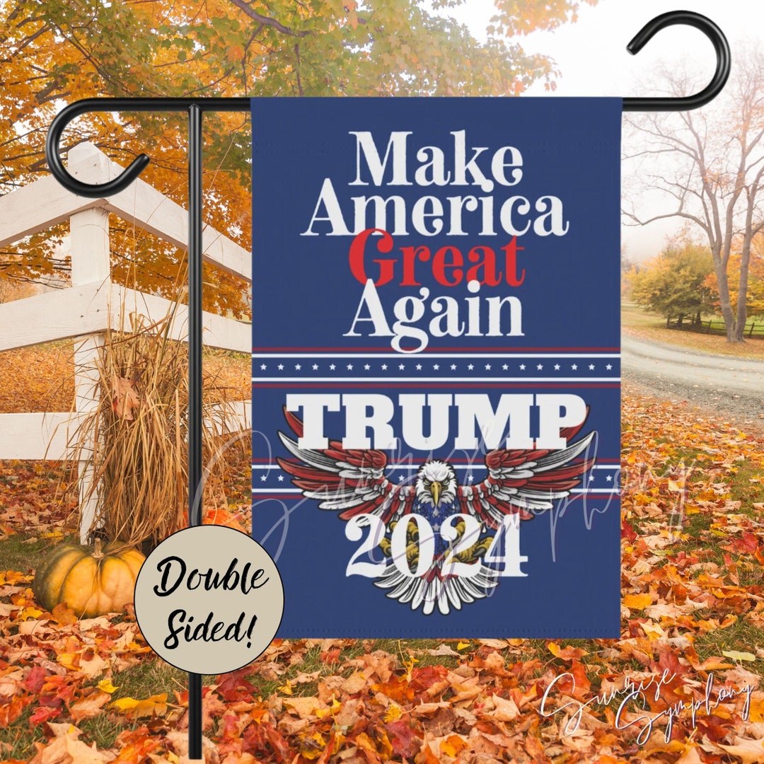 Trump Eagle MAGA Yard Flag, Double-sided 12x18 Hanging Garden Flag ...