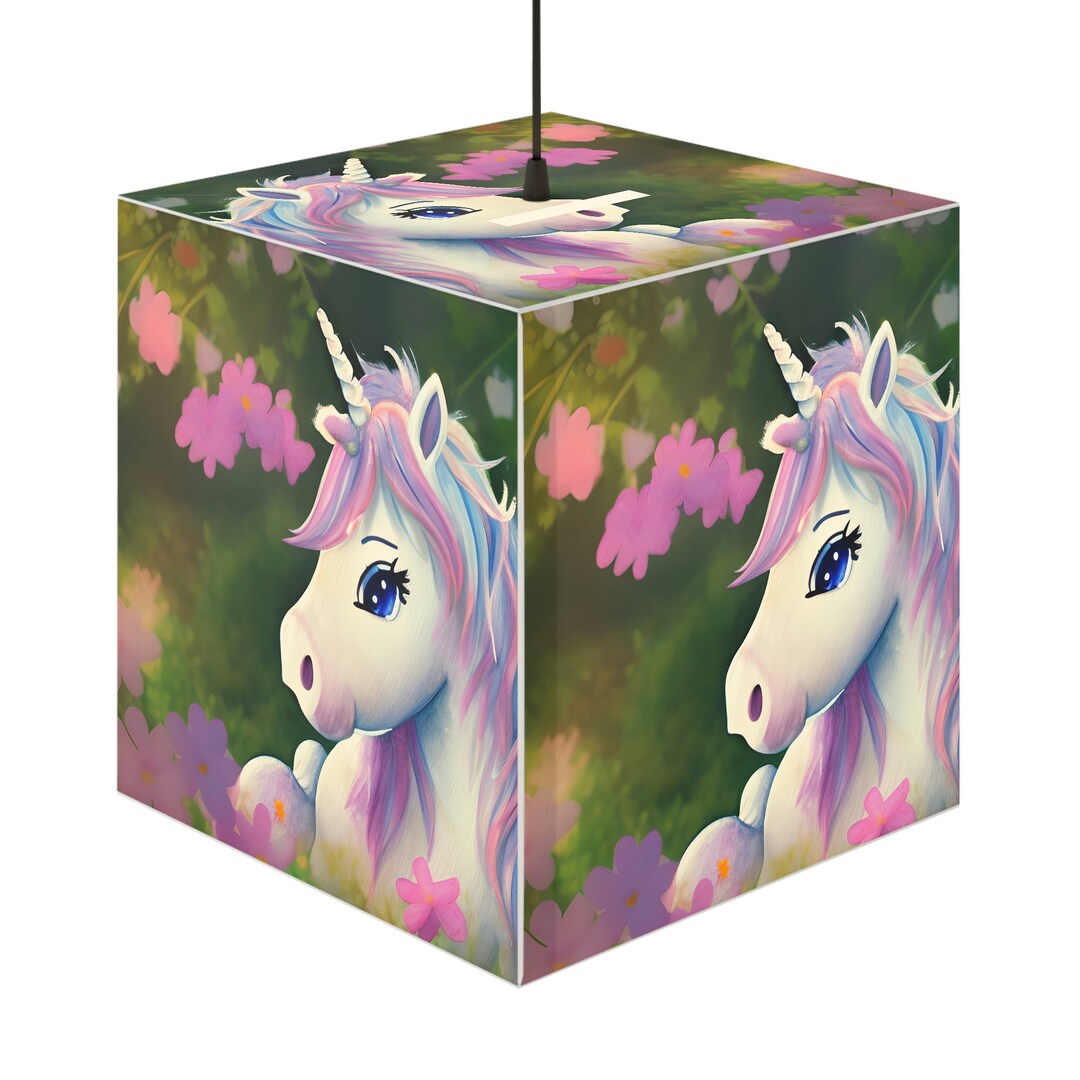 Friendly Unicorn Cube Lamp Custom Art Lamp, Unique Light Cube Lamp ...