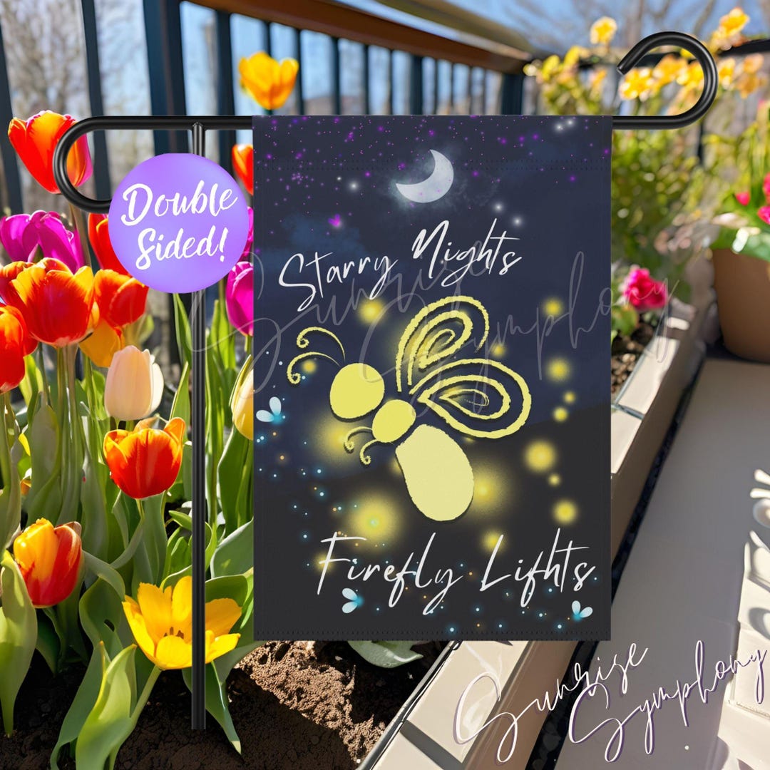 Starry Nights Firefly Lights Yard Art, Double-sided 12"x18" Outdoor ...