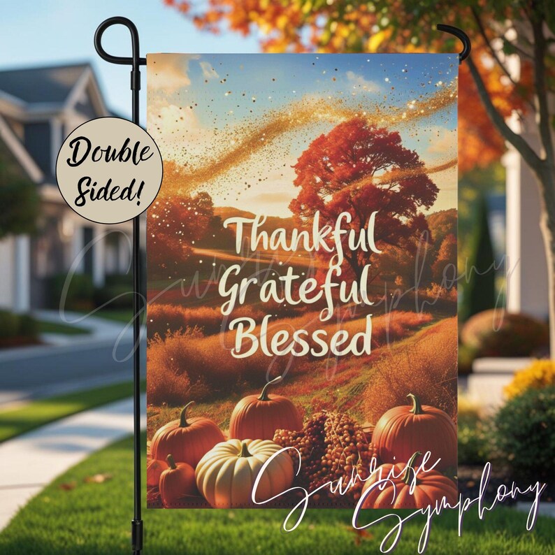 Thankful Grateful Blessed Beautiful Autumn Nature Yard Art Double-sided ...