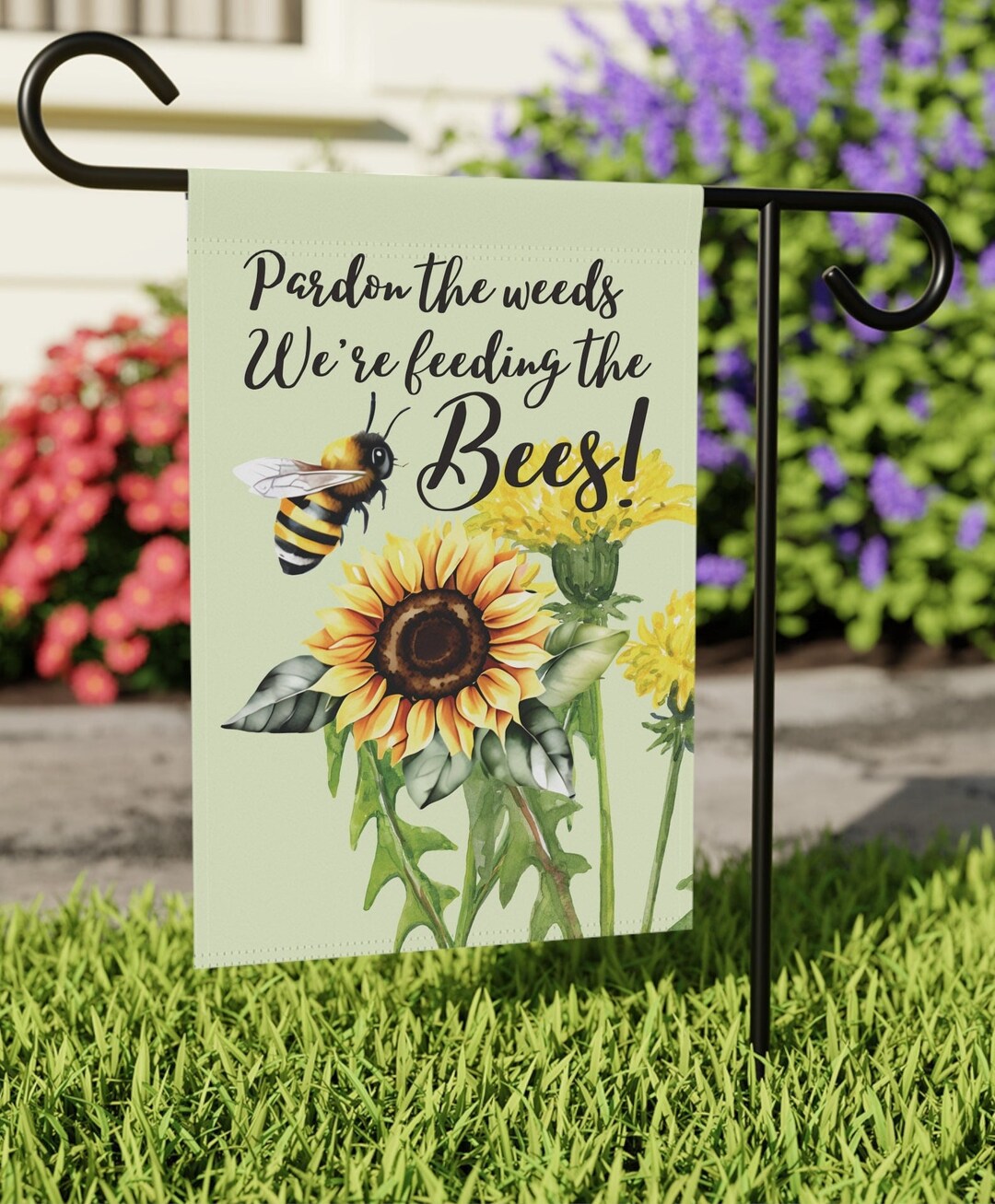 Feeding the Bees Weeds Yard Art Garden Flag, 12"x18" Double-sided ...