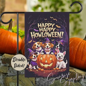 Happy Howloween Dogs Halloween Double-sided 12"x18" Hanging Garden Flag ...